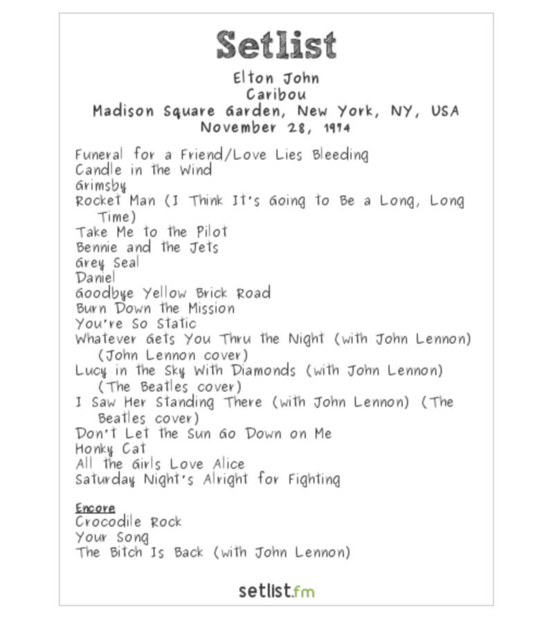 Setlist History: John Lennon Joins Elton John for his Final Show | setlist.fm